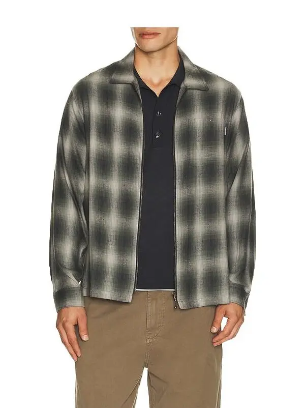 THISISNEVERTHAT Nep Check Zip Shirt In Grey - Black
