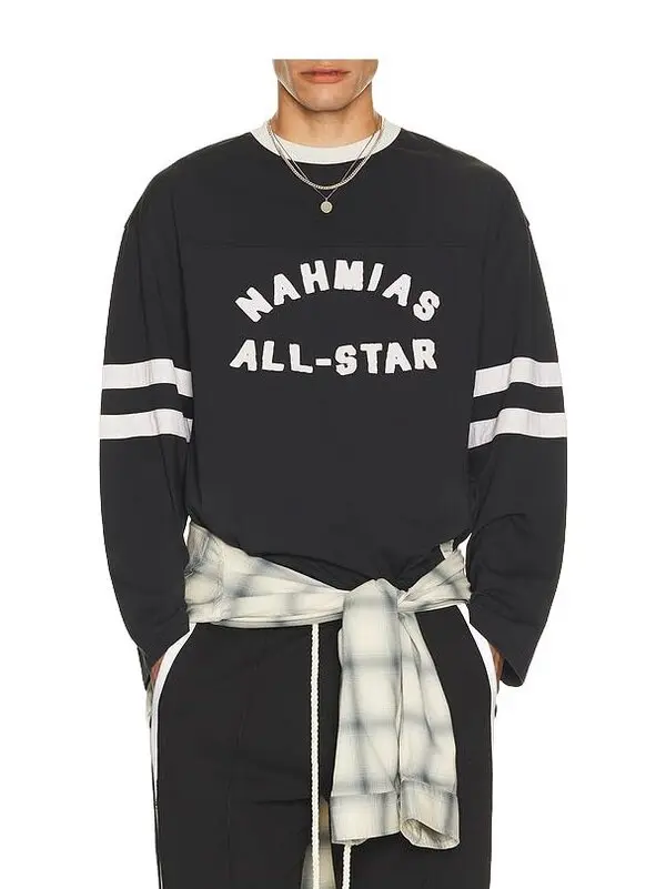 NAHMIAS All Star Varsity Long Sleeve In Black - Worn Black