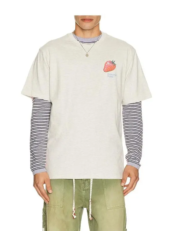 THISISNEVERTHAT Strawberry Tee In Light Grey - Oatmeal