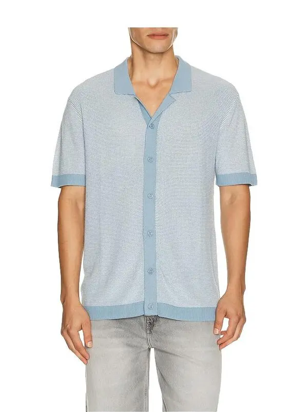 VINTAGE SUMMER Sweater Knit Shirt In Blue - Denim