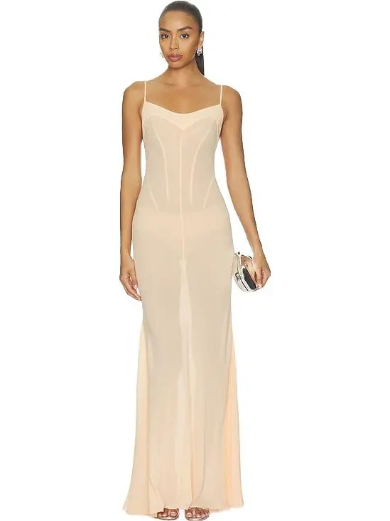 Anna October Janet Slip Dress With Draped Bust - Peach