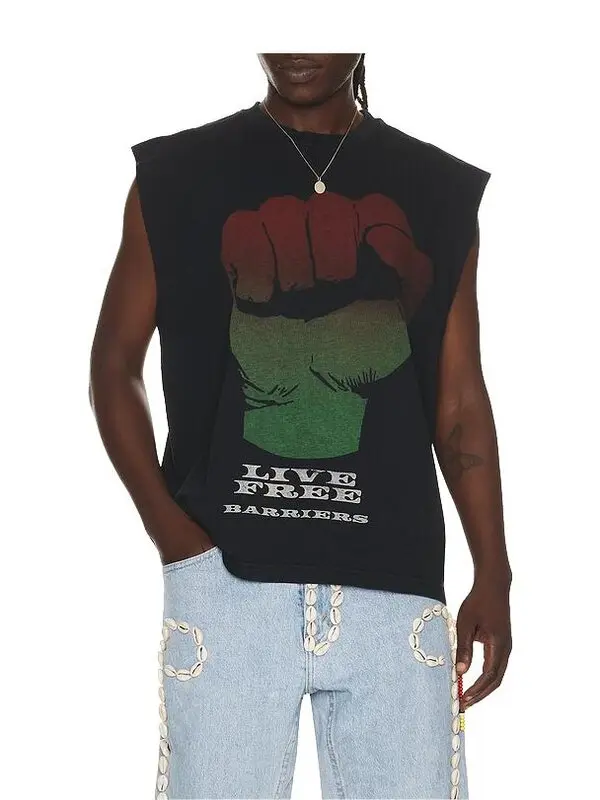 BARRIERS WORLDWIDE Fist Sleeveless Tee - Black