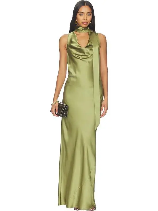 Amanda Uprichard Paula Maxi Dress - Vert