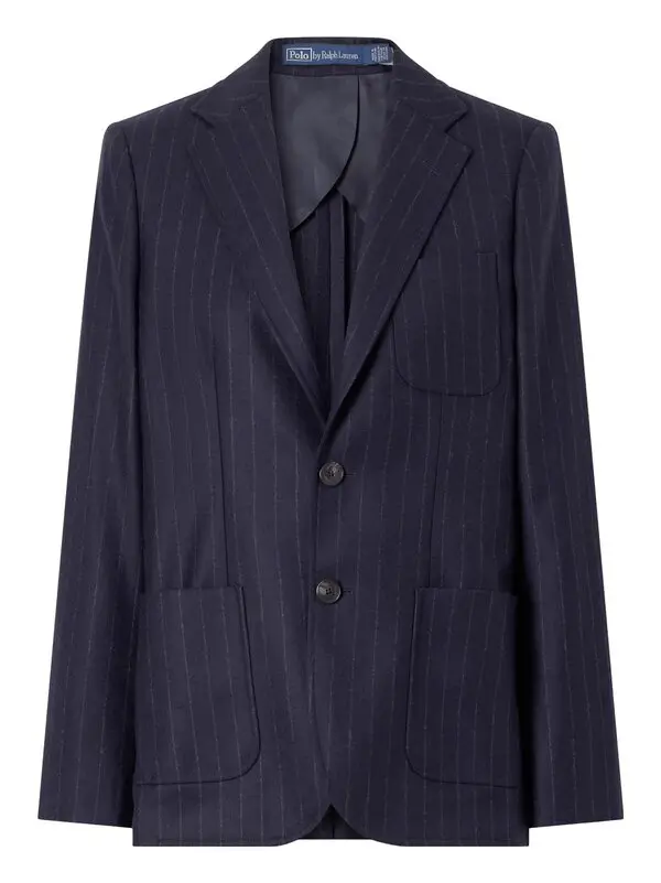 Polo Ralph Lauren Pinstriped Wool Blazer - Blue