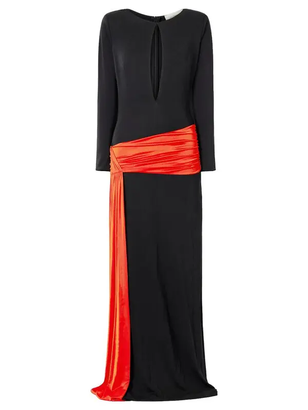 ILKYAZ OZEL Stretch-jersey Gown With Contrast Wrap - Black