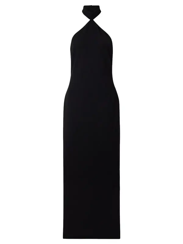 ILKYAZ OZEL Kailash Crepe Halterneck Gown - Black