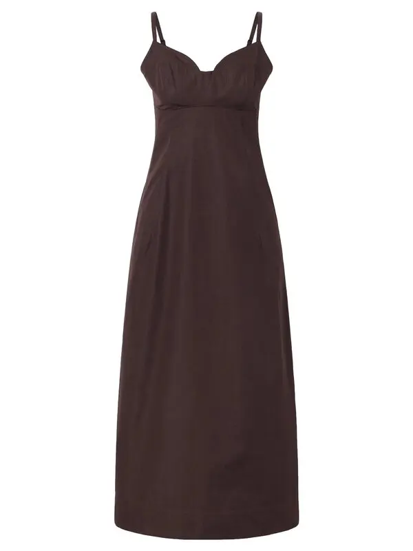 Co Bustier Cut" Cotton-poplin Midi Dress - Brown