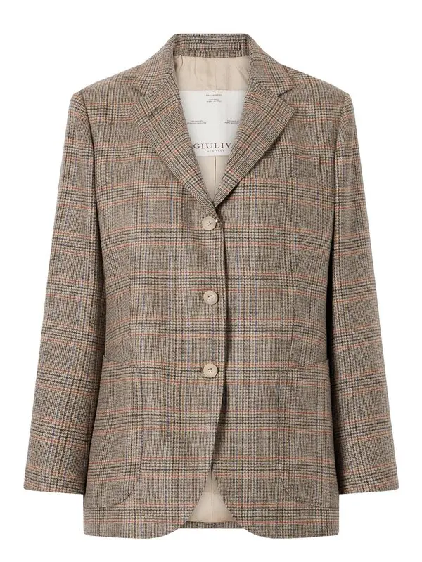Giuliva Heritage The Andrea' Prince Of Wales Checked Wool And Cashmere-blend Blazer - Brown