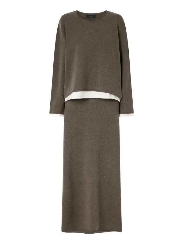 Arch4 Cashmere Sweater And Midi Skirt Set - Brown