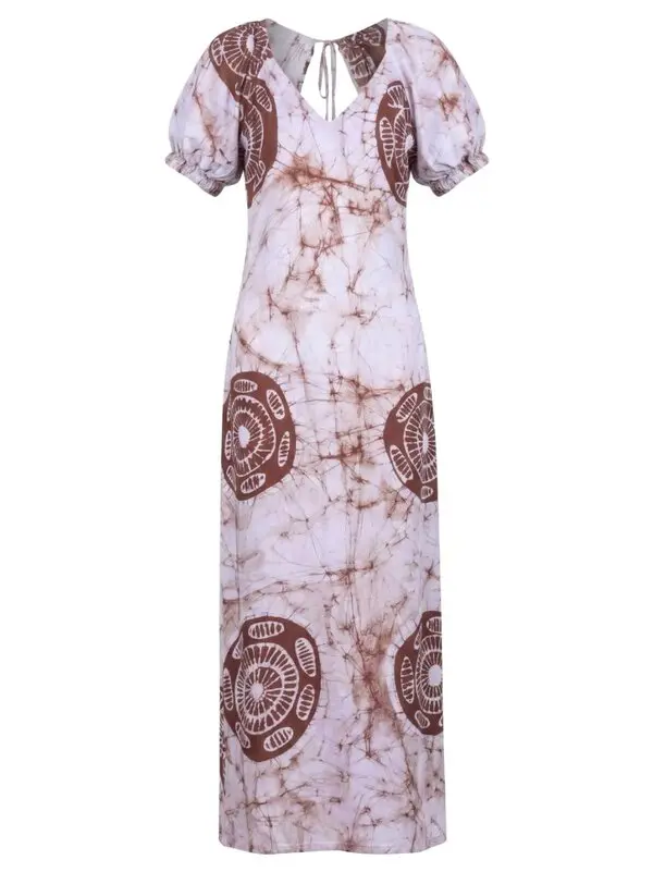 CELESTE MENDIS Handmade Batik Maxi Dress - Brown