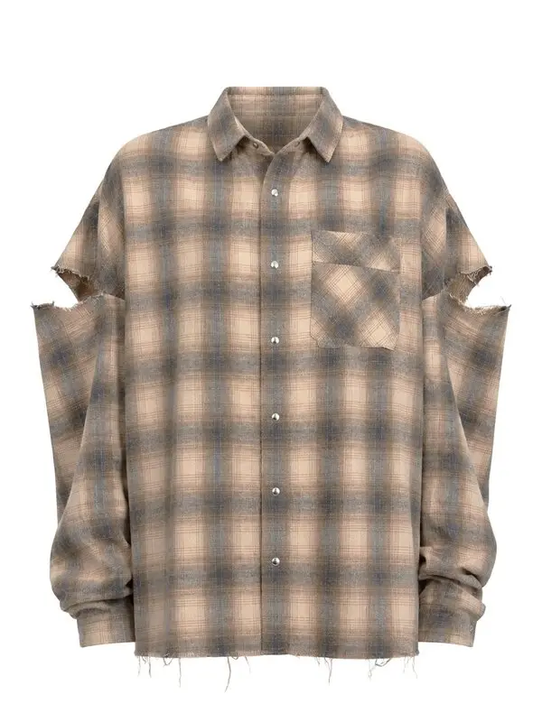 MYSIMPLICATED Fragmented Sleeves Shirt - Brown