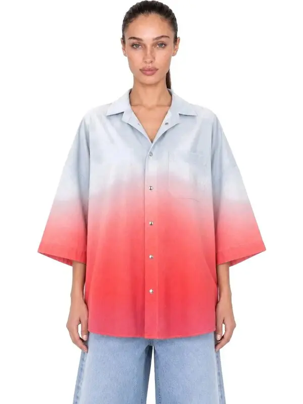 MYSIMPLICATED Short Sleeve Shirt With Gradient Fade - Red/blue