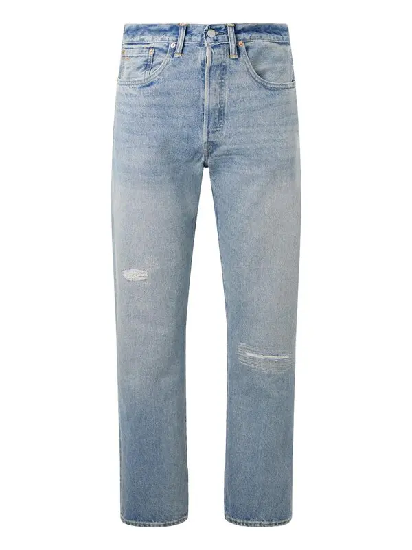 Ralph Lauren Straight-leg Logo Embroidered Distressed Jeans - Blue