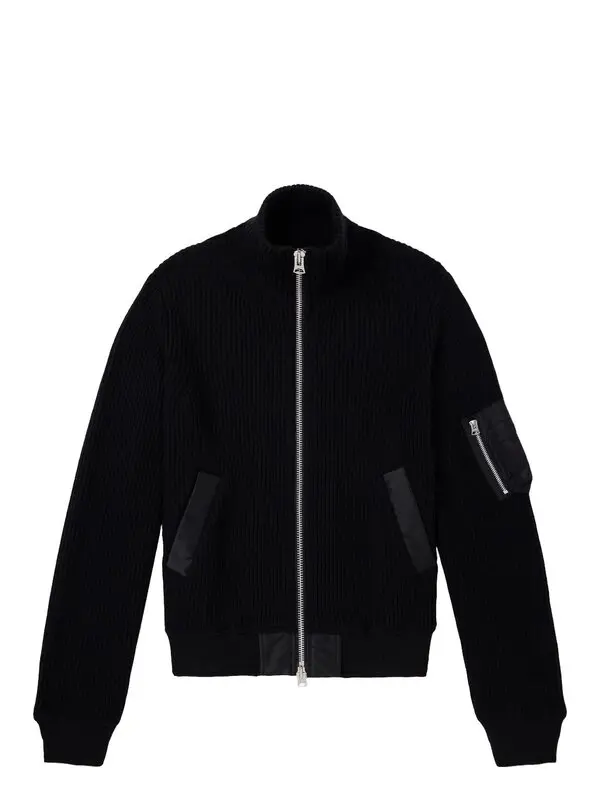 Sacai Knitted Wool Blouson Jacket - Black