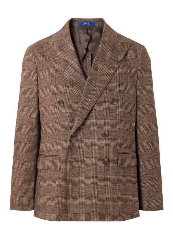 Polo Ralph Lauren Double-breasted Prince Of Wales Blazer - Brown