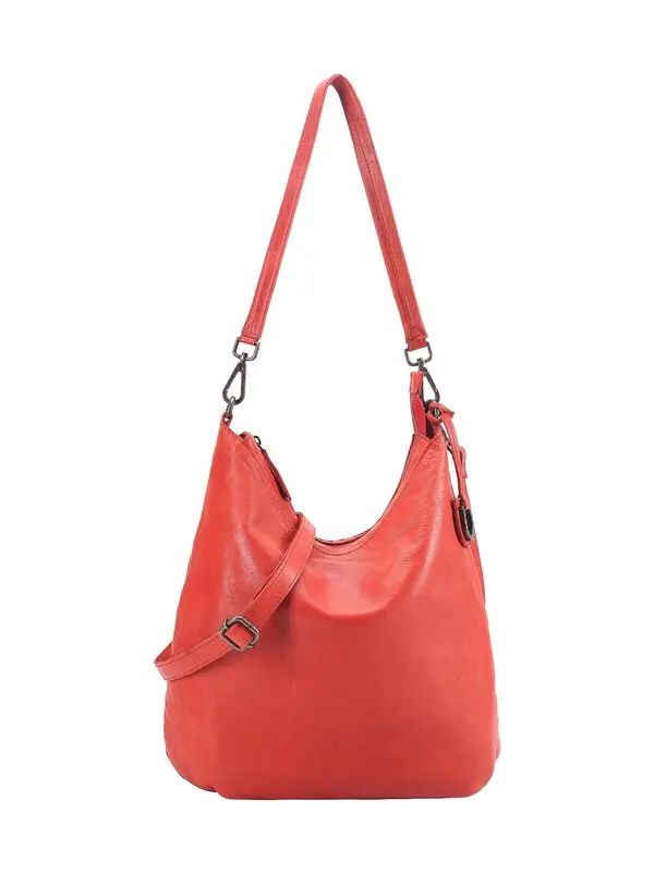 LLOYD BAKER Lilaia Washed Leather Hobo Bag - Red