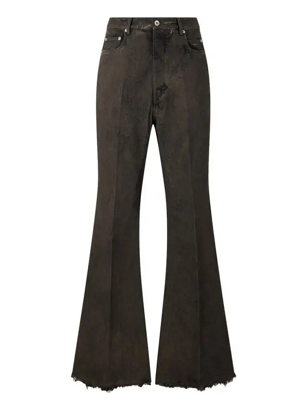 Rick Owens Bolan Flared Frayed Jeans - Gray
