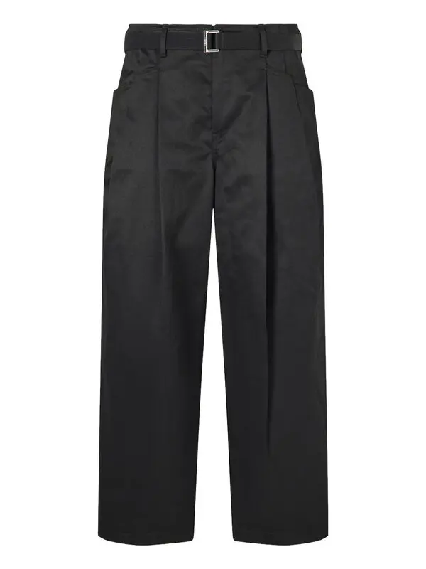 Sacai Wide-leg Cotton Chinos - Black