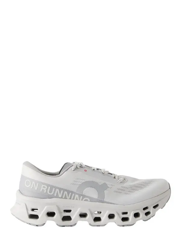 On Cloudmonster Rubber-trimmed Stretch-knit Sneakers - Gray