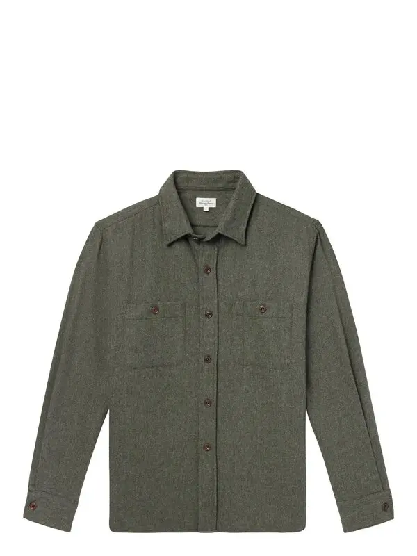 Hartford Percey Wool-blend Canvas Shirt - Green