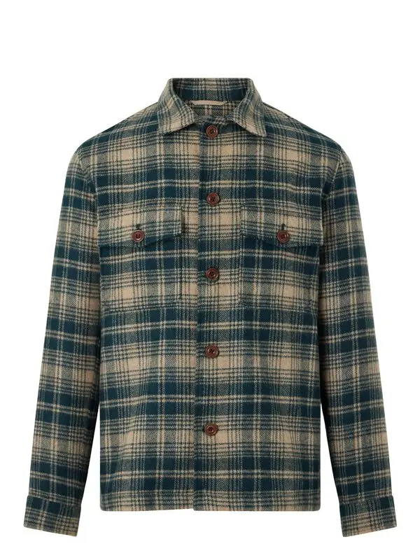 Hartford Checked Wool-blend Overshirt - Green