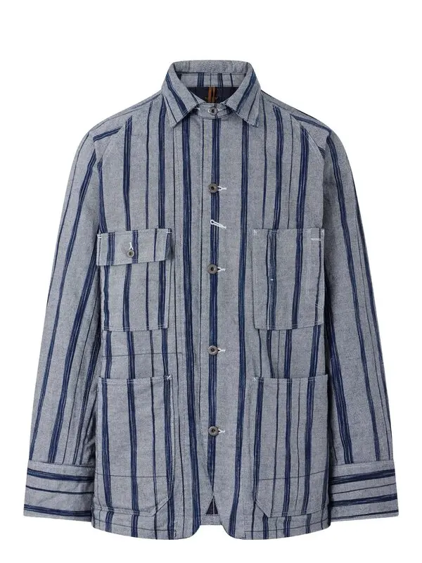 Kapital Cactus Striped Cotton-kasuri Chore Jacket - Blue