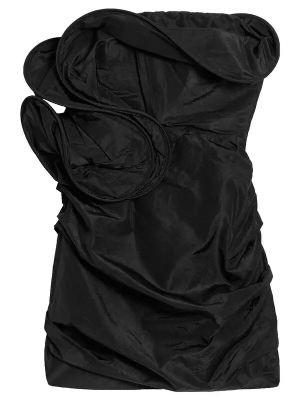 Magda Butrym Strapless Silk Taffeta Mini Dress With Floral Appliqu - Black