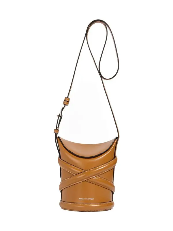 Alexander McQueen The Curve Leather Bucket Bag - Tan