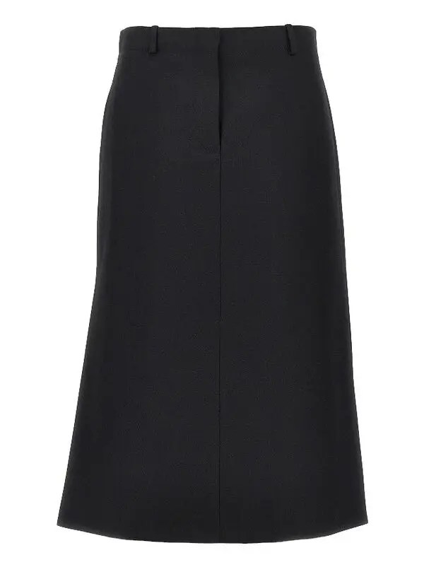 Fendi Grain De Poudre Wool Midi Skirt - Black