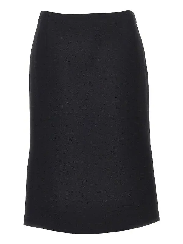 Fendi Grain De Poudre Wool And Silk Midi Skirt - Black