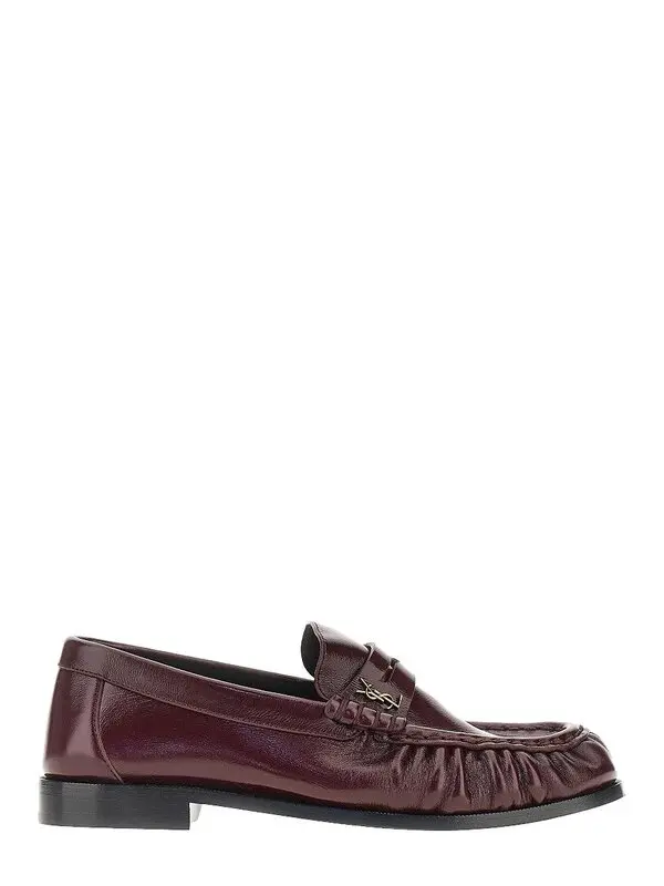 Saint Laurent Leather Loafers With Cassandre Logo - Red