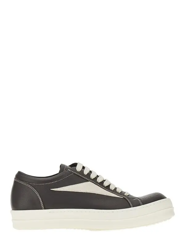Rick Owens Leather Sneakers With Contrast Detailing - Brown