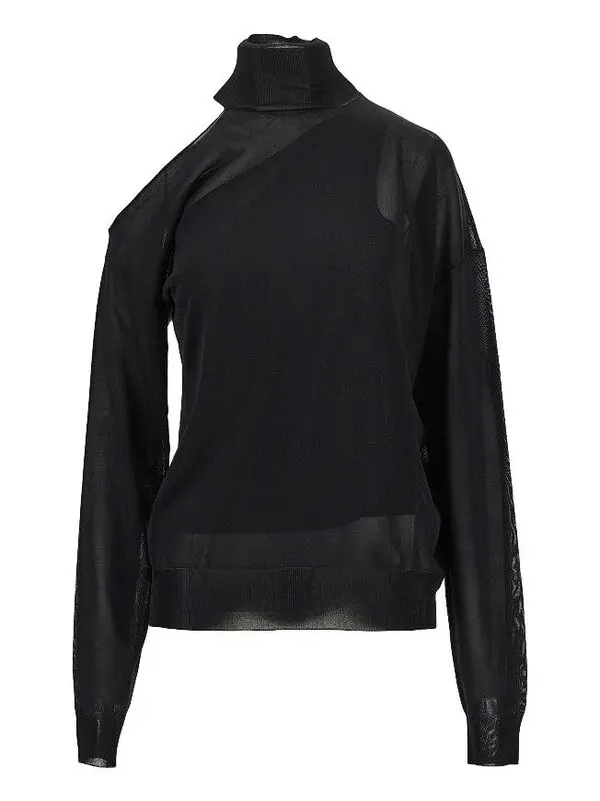 Fendi Silk Organdie Long Sleeve Top - Black