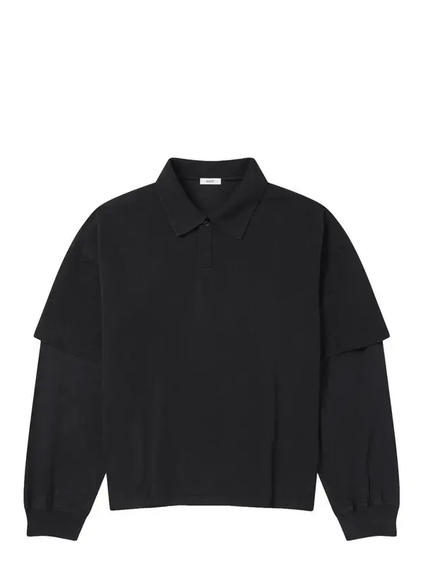 AGOLDE Curren Layered Cotton-piqué Polo Shirt - Black