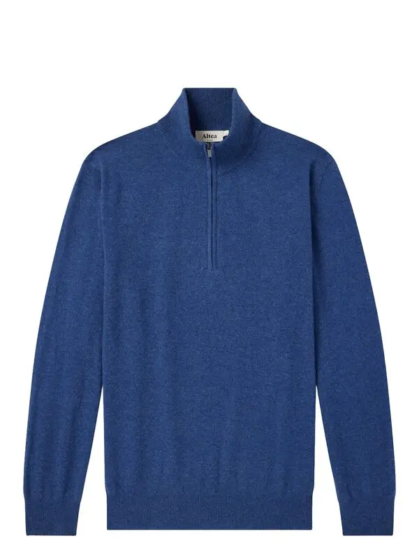 Altea Virgin Wool Half-zip Sweater - Blue