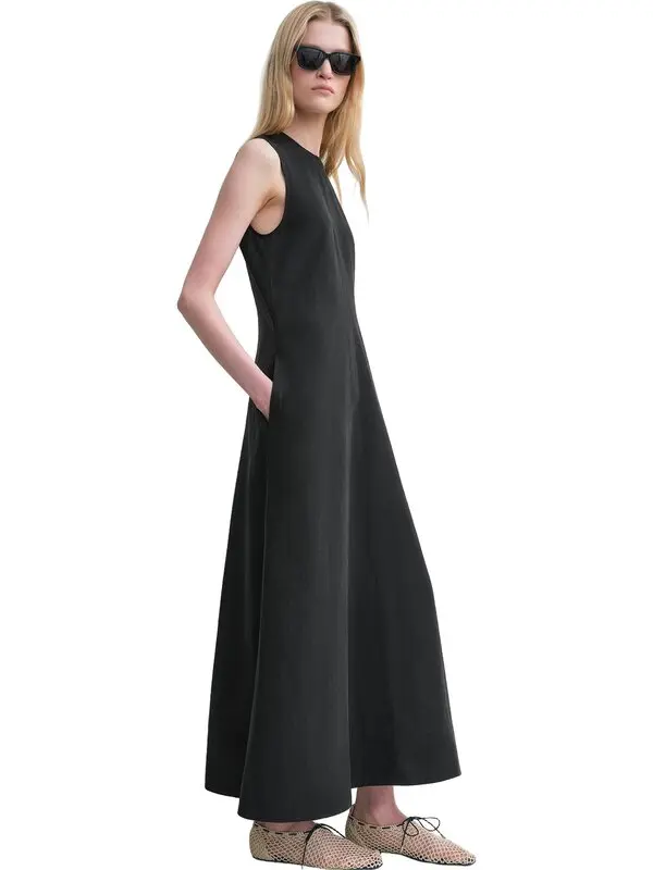 TOTEME Sleeveless A-line Midi Dress - Black