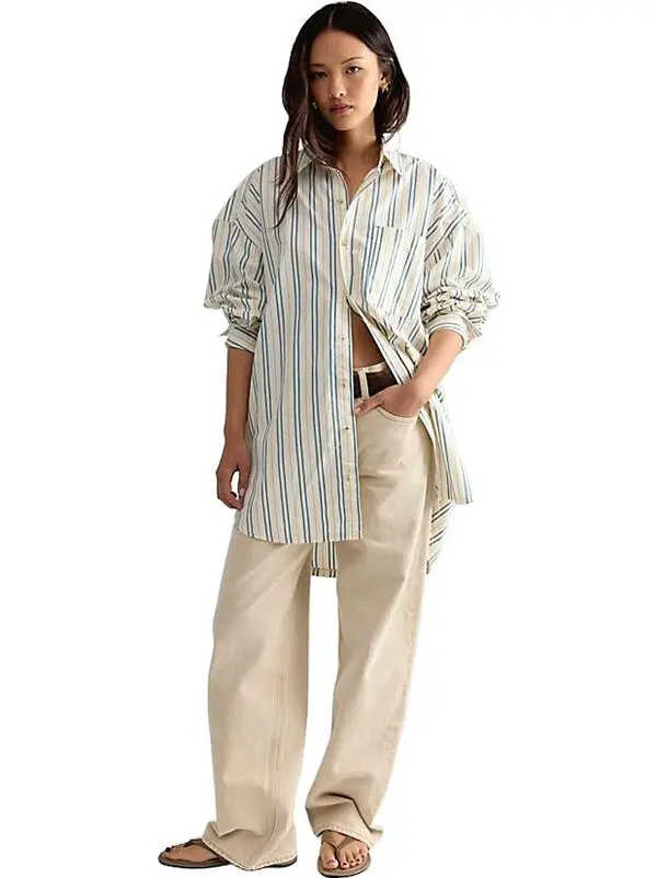 Free People Freddie Striped Button-down Shirt By - Ivory Combo