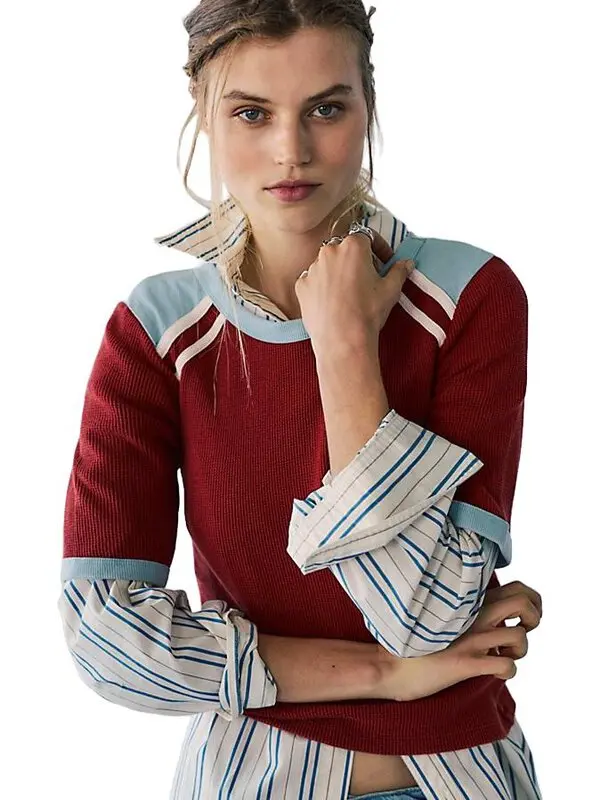 Free People Freddie Striped Button-down Shirt - Ivory Combo
