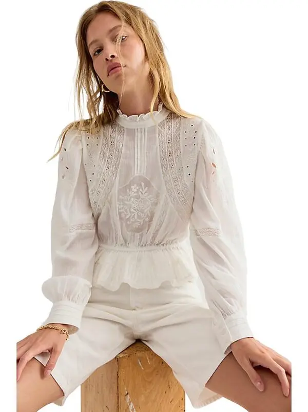 Free People Azul Eyelet Blouse - White