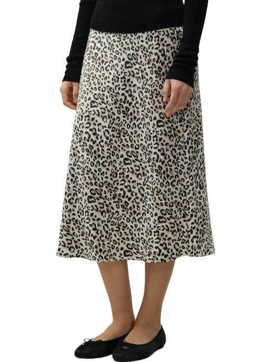 Lilysilk Leopard Print Bias Cut Silk Skirt - Dawn Leopard