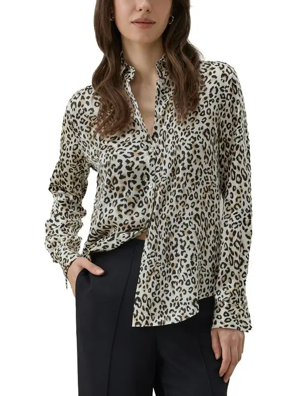 Lilysilk Leopard Print Silk Charmeuse Shirt - Dawn Leopard