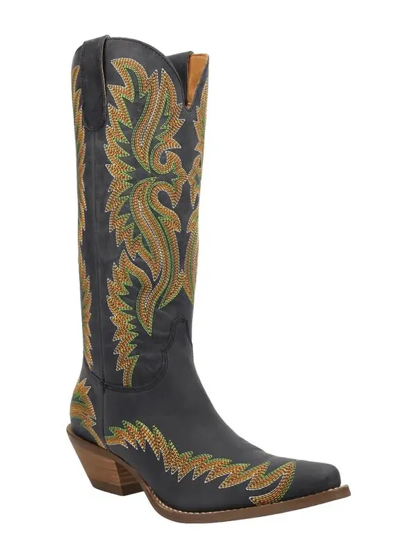 DINGO Lantana Leather Western Boots - Black