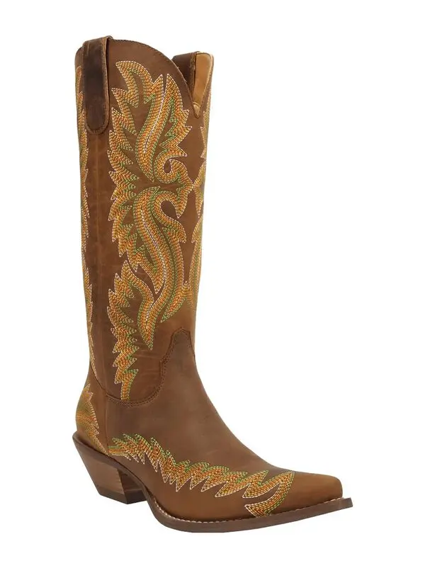 DINGO Lantana Leather Western Boots - Brown