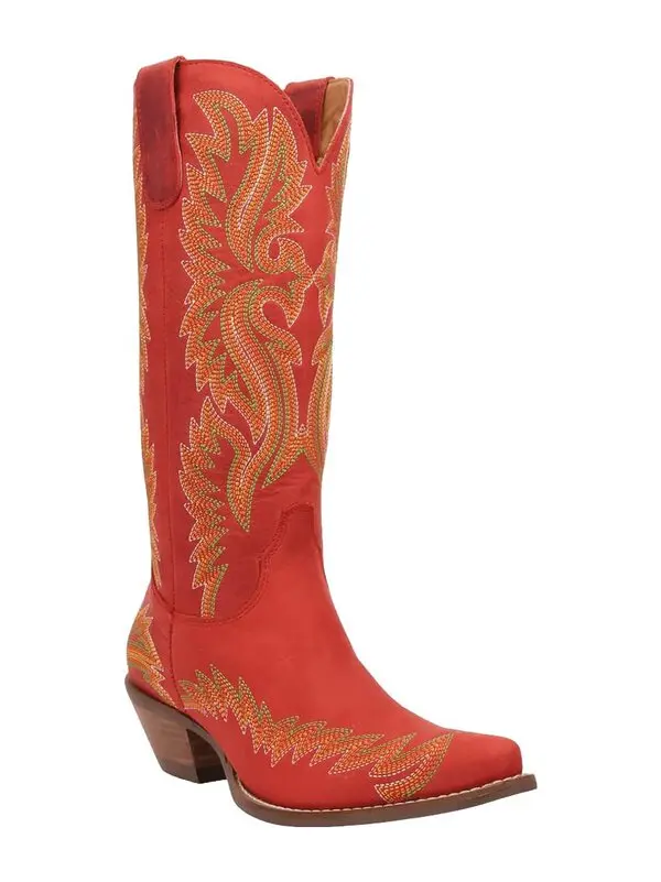 DINGO Lantana Leather Western Boots - Red