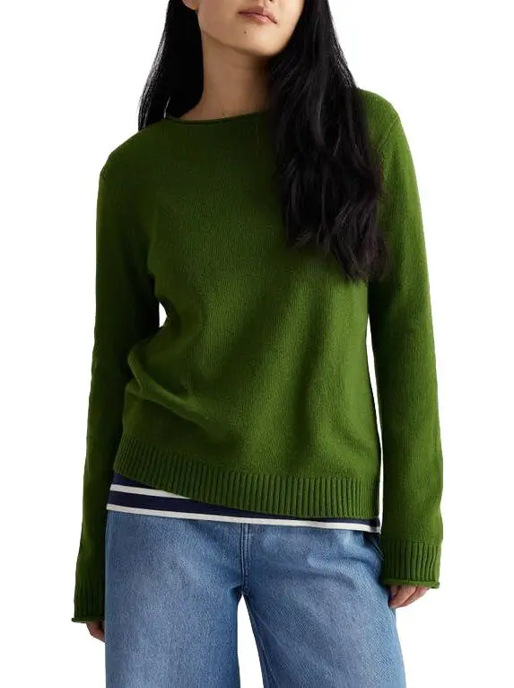 SEASALT CORNWALL Rosefinch Crewneck Merino Wool Blend Sweater - Cedar Green