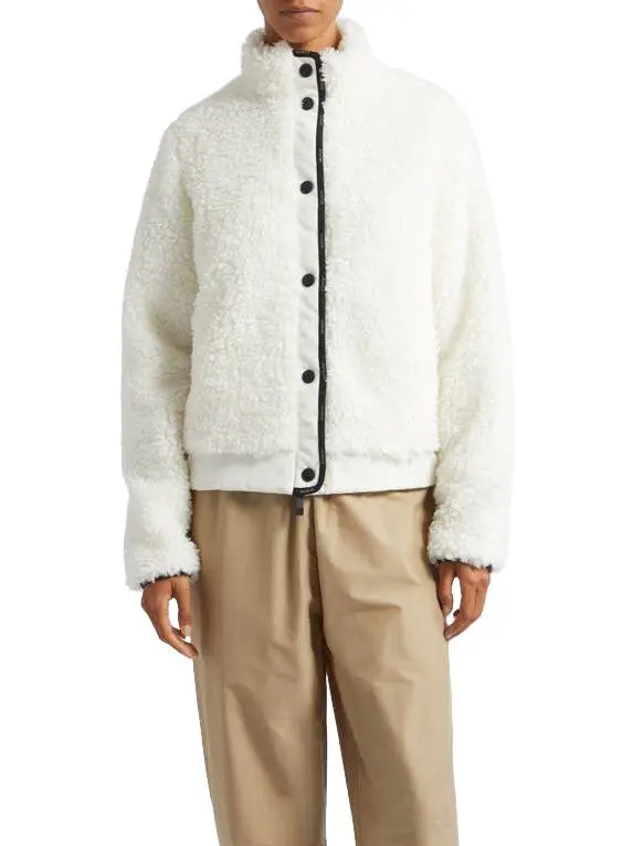Moncler Mixed Media Fleece Zip Cardigan - White