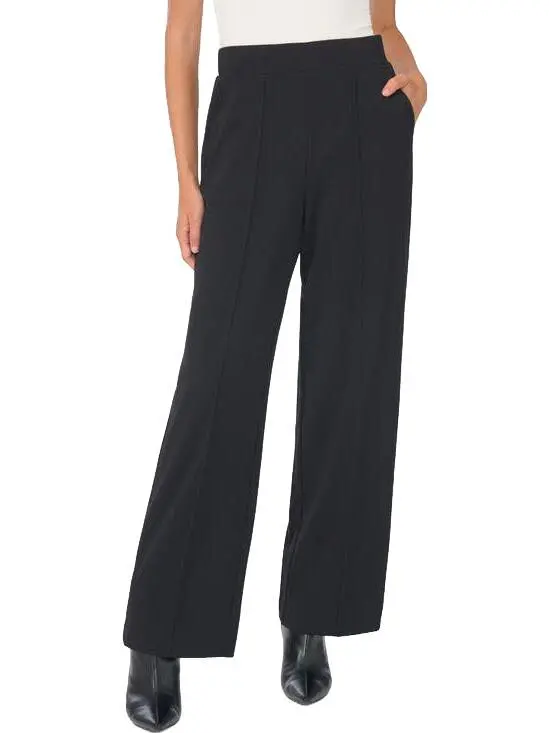 Vince Camuto Pintuck Wide Leg Pull-on Pants - Rich Black