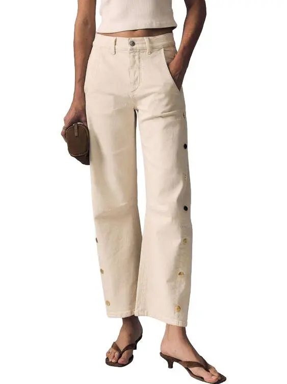 LE JEAN Frankie Studded Barrel Leg Jeans - Bone
