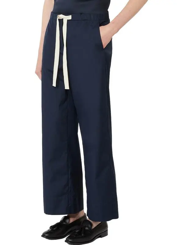 Max Mara Cotton Drawstring Trousers - Midnight Blue
