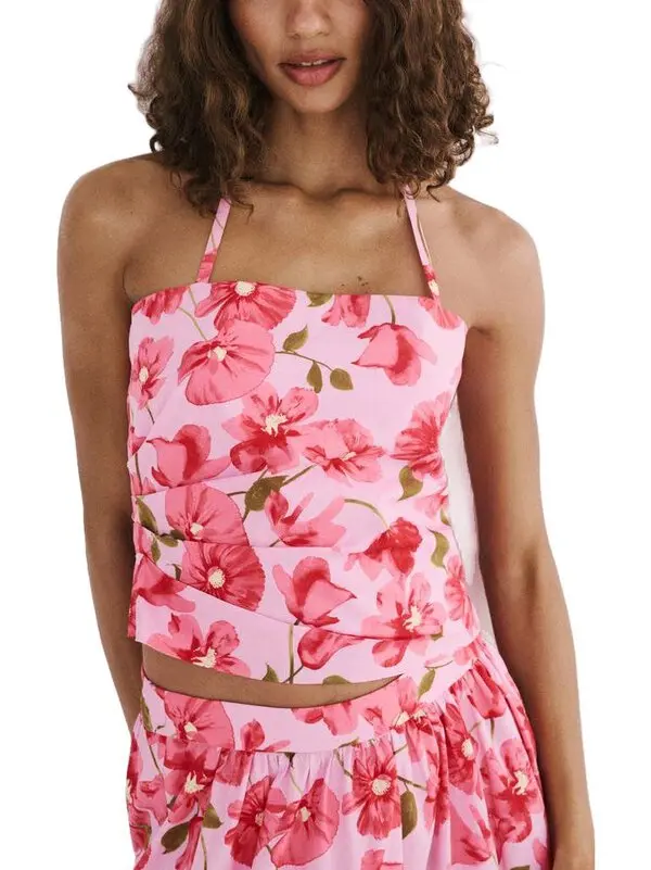 Mango Floral Halter Neck Top - Pink